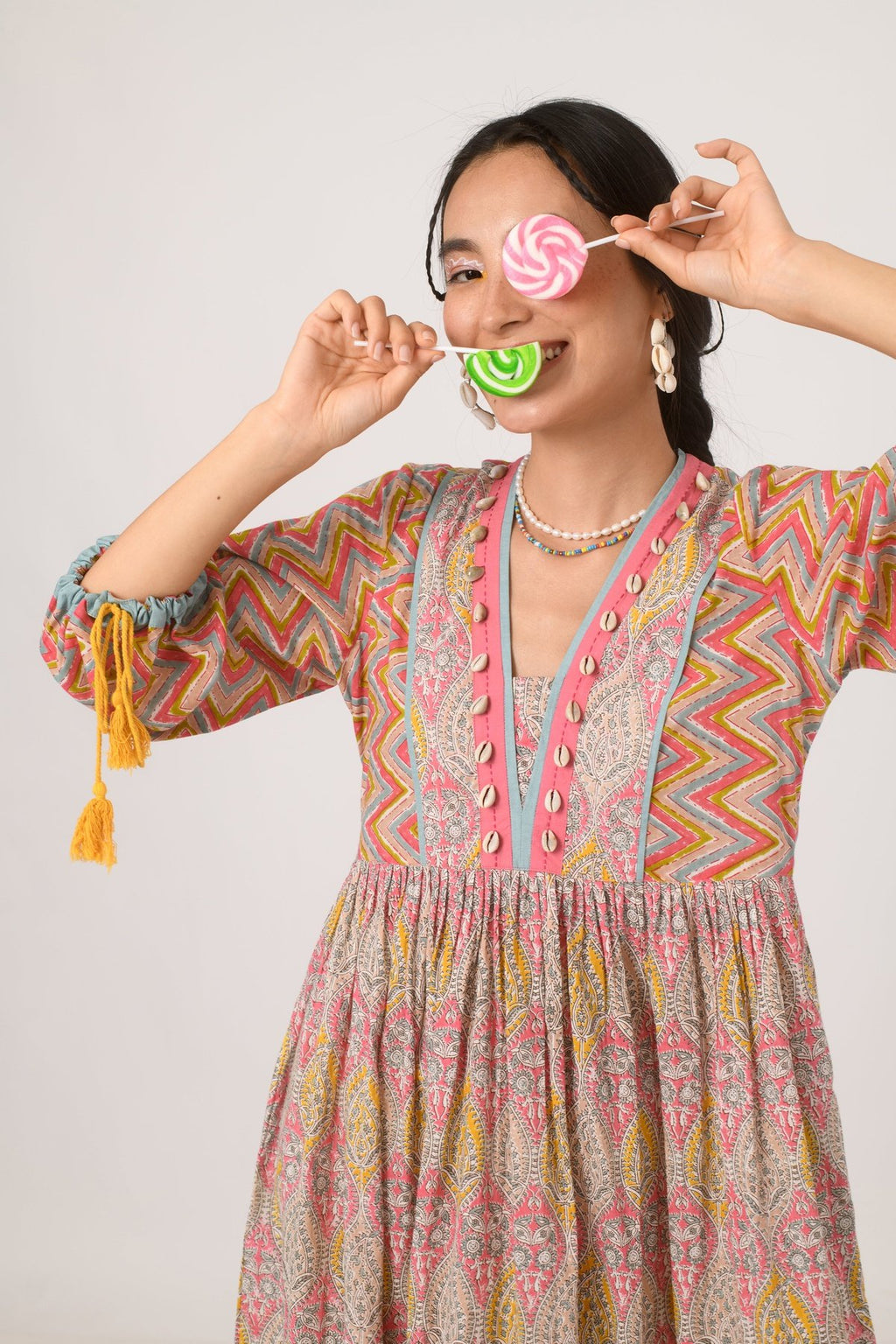 Paisley Shell Dress in Pink – prakritijaipur